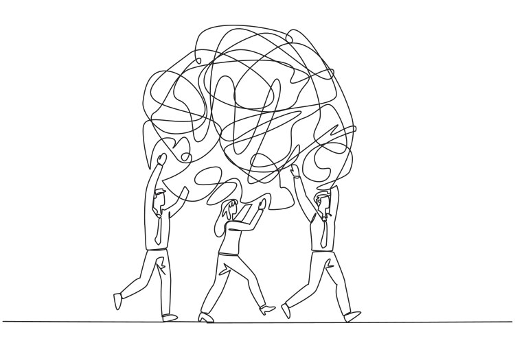 Trendy teamwork concept one single line drawing Vector Image