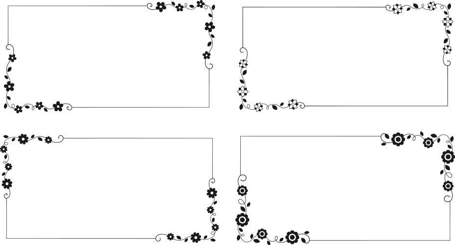 Cute botanical rectangular frame hand drawn line Vector Image