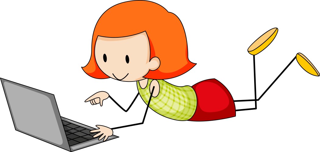 Cartoon Girl Typing on Laptop Vector Images (over 700)