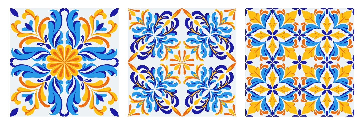 Mediterranean Blue And Yellow Ceramic Tile Pattern