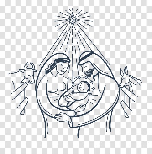 Christmas Nativity Clip Art Black And White