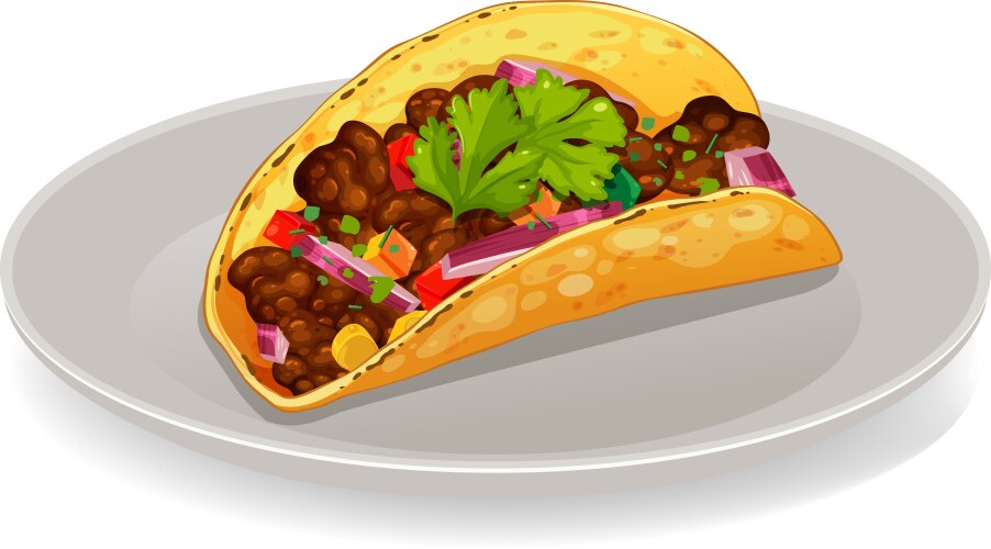 A vibrant taco filled with fresh ingredients Vector Image