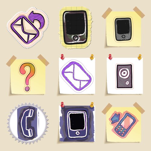 Communication icons set hand drawn and isolated Vector Image