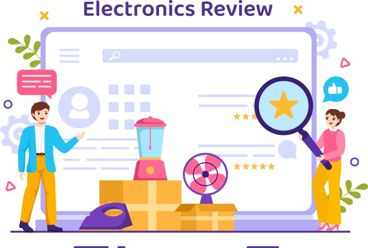 Electronics review with customer rating quality Vector Image