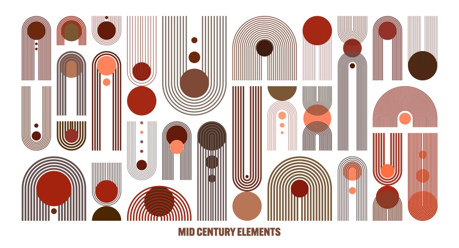 Mid century modern pattern geometric shapes Vector Image