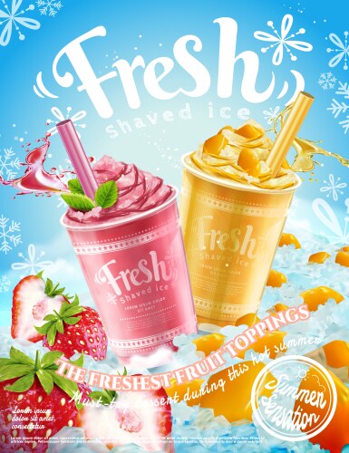 Strawberry ice shaved ads Royalty Free Vector Image