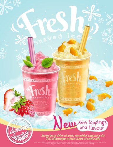 Strawberry ice shaved ads Royalty Free Vector Image