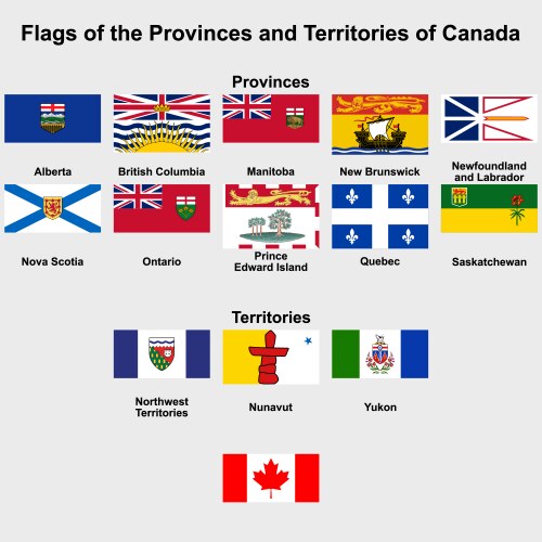 All flags canada regions Royalty Free Vector Image