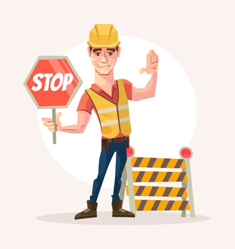 Traffic controller shows the road sign Royalty Free Vector