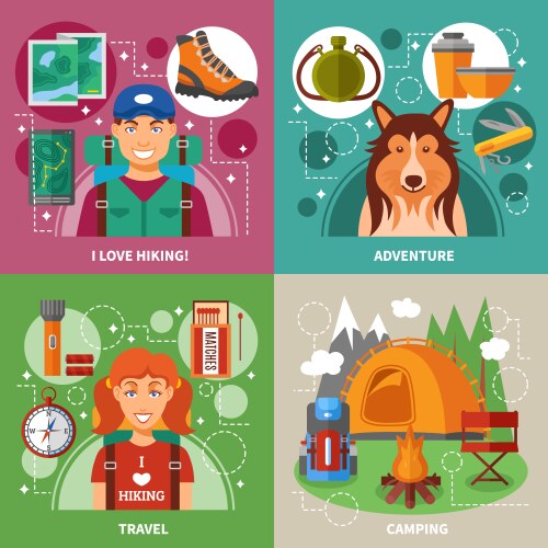 Hiking and camping design concept Royalty Free Vector Image