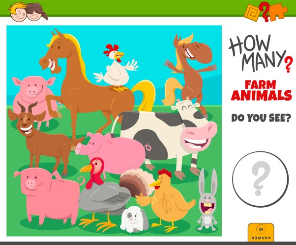 Calculating animals cartoon game Royalty Free Vector Image