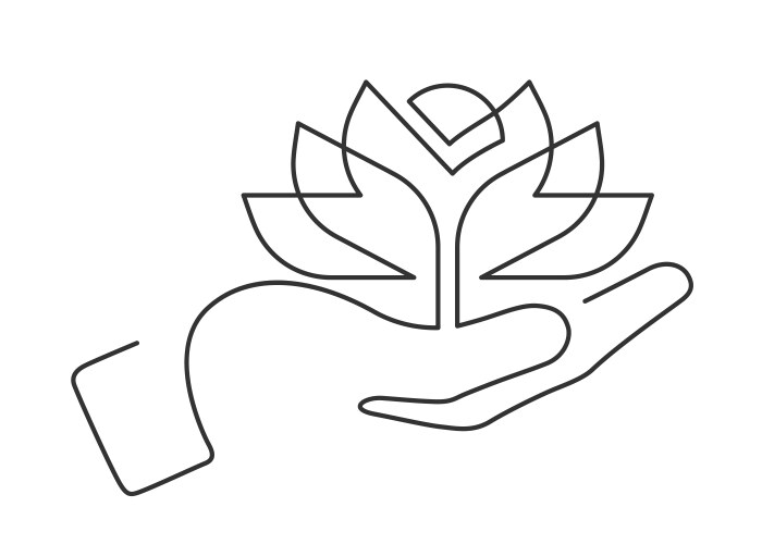 Lord buddha hand with eye holding lotus flower Vector Image