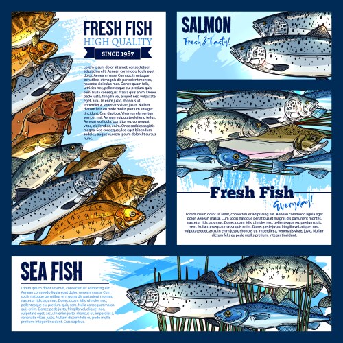 Seafood market poster template Royalty Free Vector Image