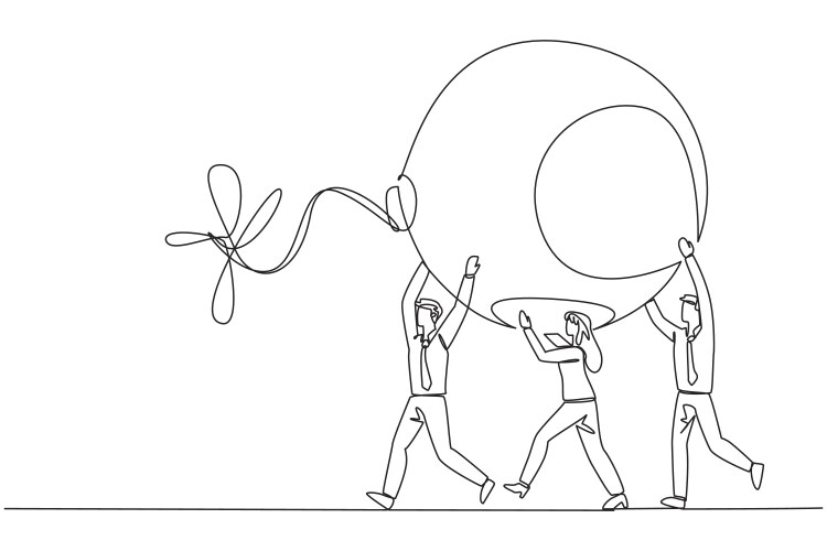 Teamwork game concept one single line drawing Vector Image