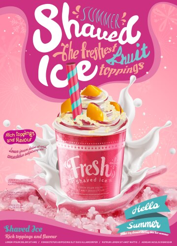 Summer frozen ice shaved poster Royalty Free Vector Image