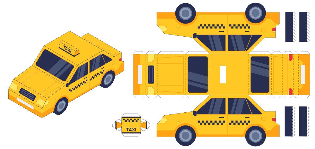 Car paper cut toy create 3d vehicle Royalty Free Vector