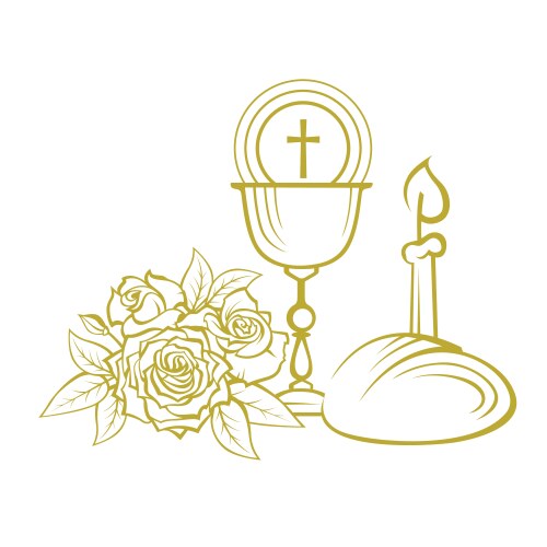 Holy Communion Icon - Christ & Roses Vector Image