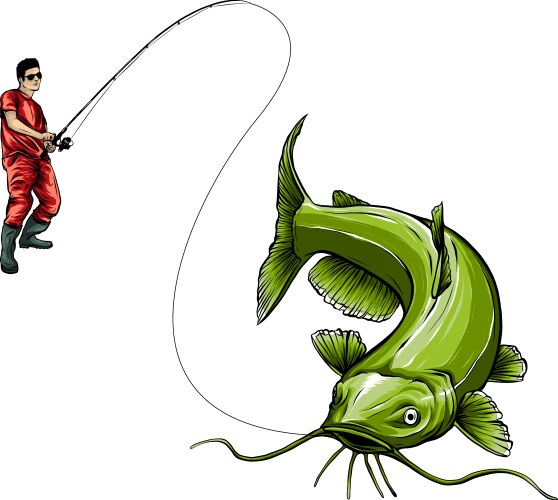 Cartoon of colored catfish Royalty Free Vector Image