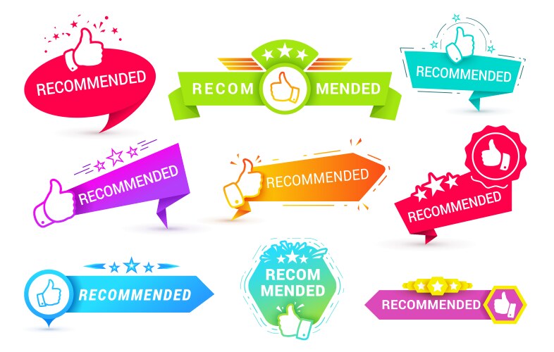 Recommend icon thumb up emblem recommendation Vector Image