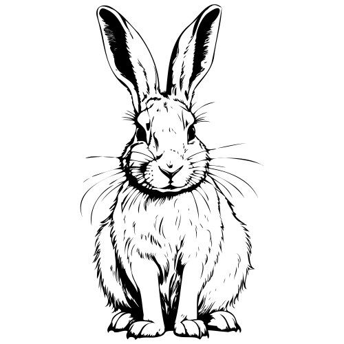 Vintage arctic hare sitting engraving drawing Vector Image