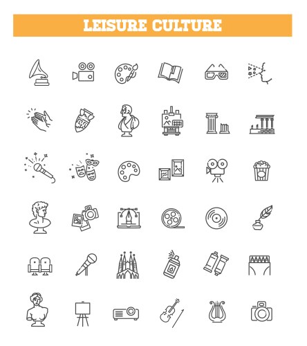 Art and culture line icons collection Royalty Free Vector