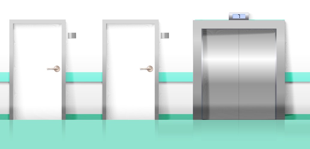 Elevator hall office interior realistic 3d Vector Image