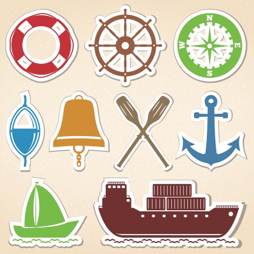 Set of nautical design elements Royalty Free Vector Image