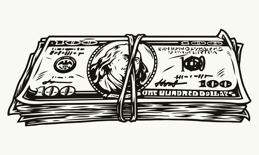 Vintage colorful cash stack concept Royalty Free Vector