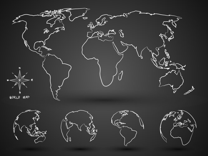 World Map Outline Royalty Free Vector Image - VectorStock