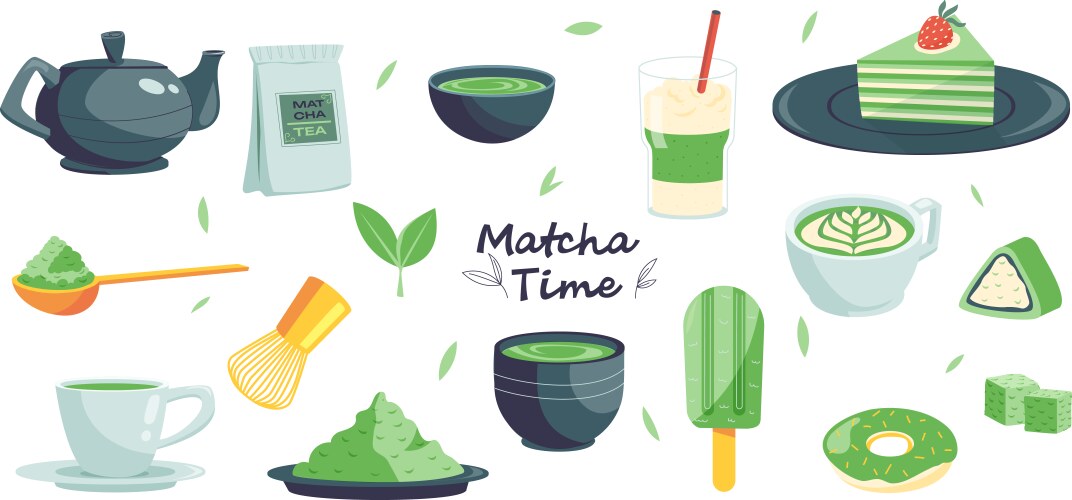Set for making matcha tea Royalty Free Vector Image
