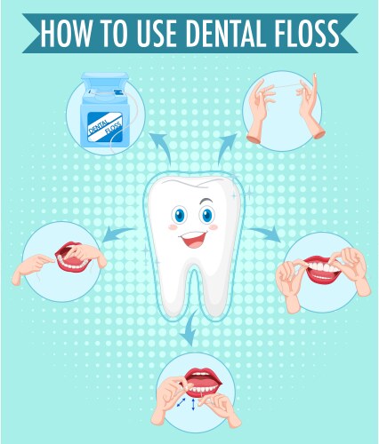 Flossing your teeth dental cleaning Royalty Free Vector