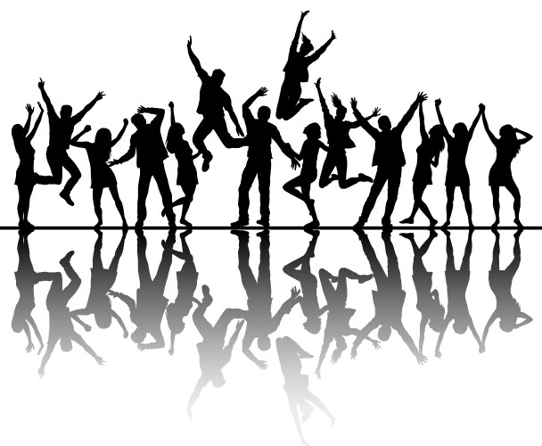 Colorful silhouettes of people dancing Royalty Free Vector