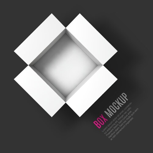 Open box mockup template top view Royalty Free Vector Image