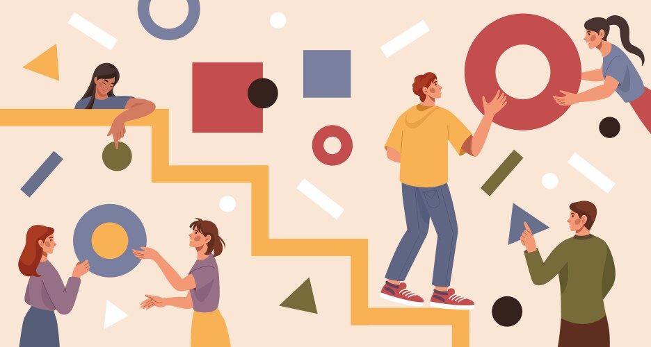 Team of analytics concept Royalty Free Vector Image