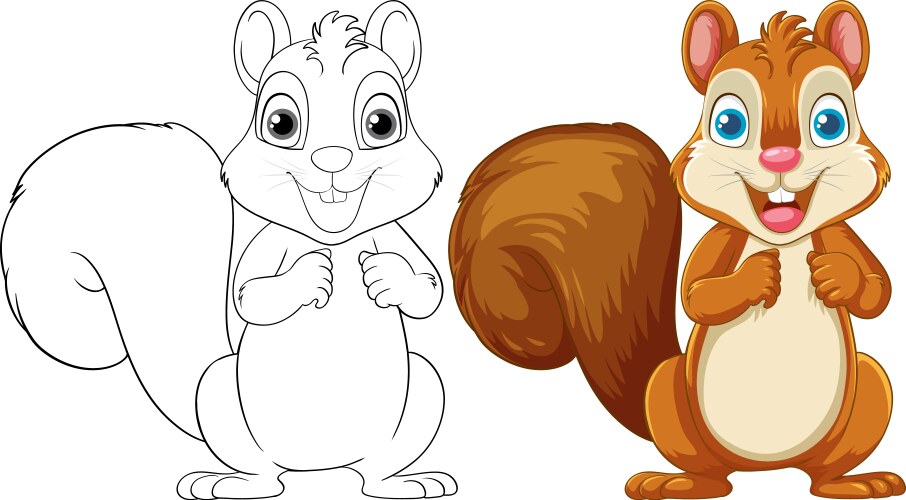 Squirrel Outline Clip Art Poster Animals Continues Line Artwork
