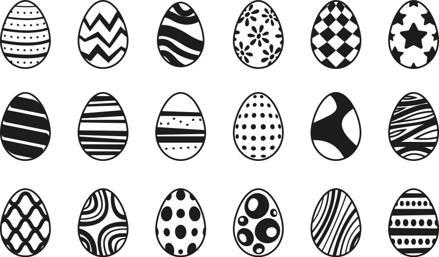 Easter egg set black Royalty Free Vector Image