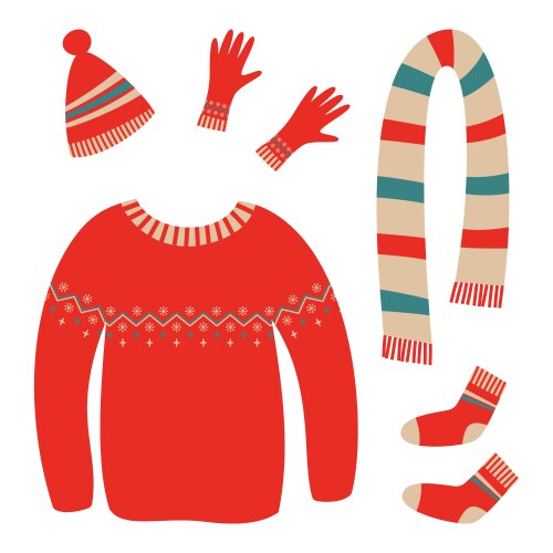 Winter clothes collection Royalty Free Vector Image