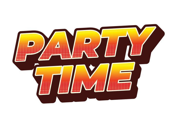 Party time text effect in 3d look with eye Vector Image