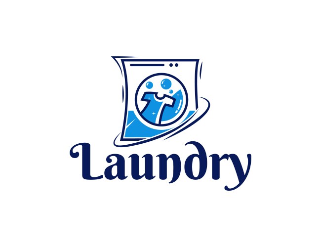 Laundry room label badge logo with hanger Vector Image