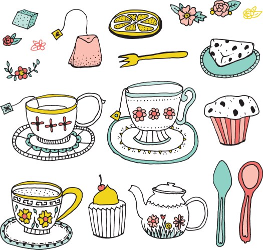 I love tea time Royalty Free Vector Image - VectorStock