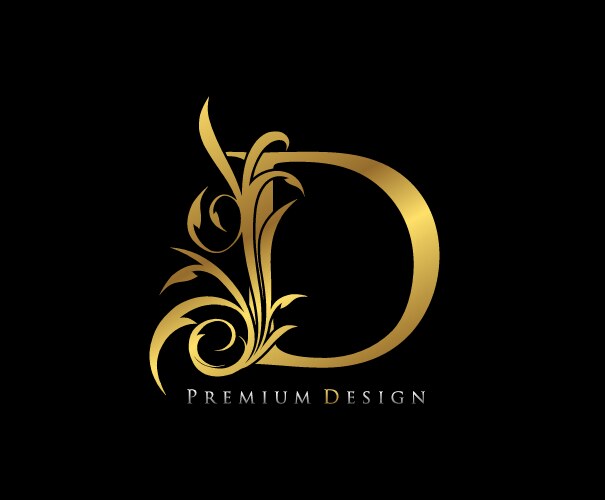 Golden elegant letter d graceful ornate style Vector Image