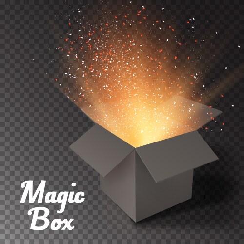 Realistic magic open box gift Royalty Free Vector Image