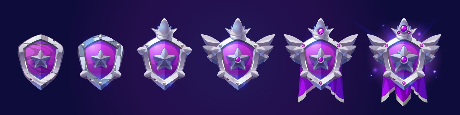 Hexagon shape badge with star for game level rank Vector Image