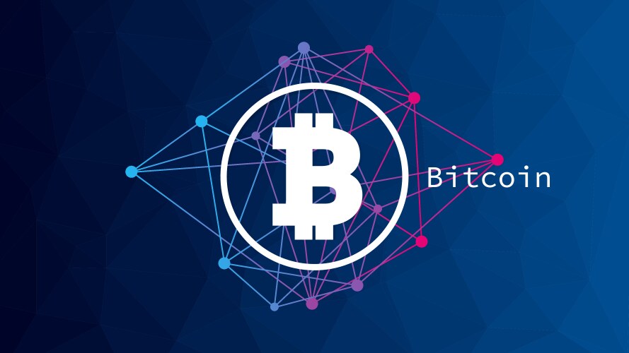 Bitcoin circle sign low poly network pattern Vector Image