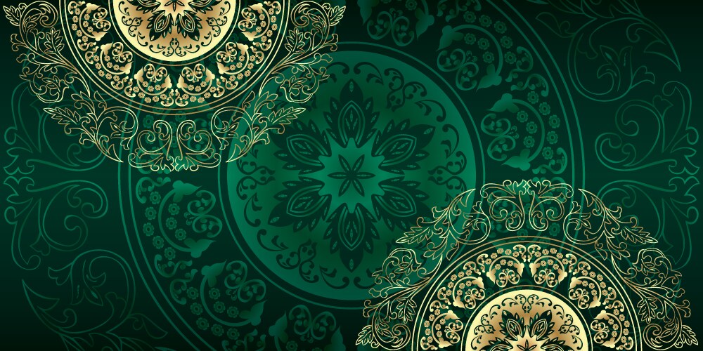 Green gold floral seamless pattern background Vector Image