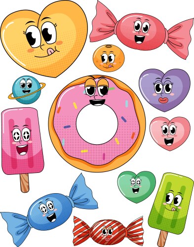 Various oriental sweets cartoon collection Vector Image