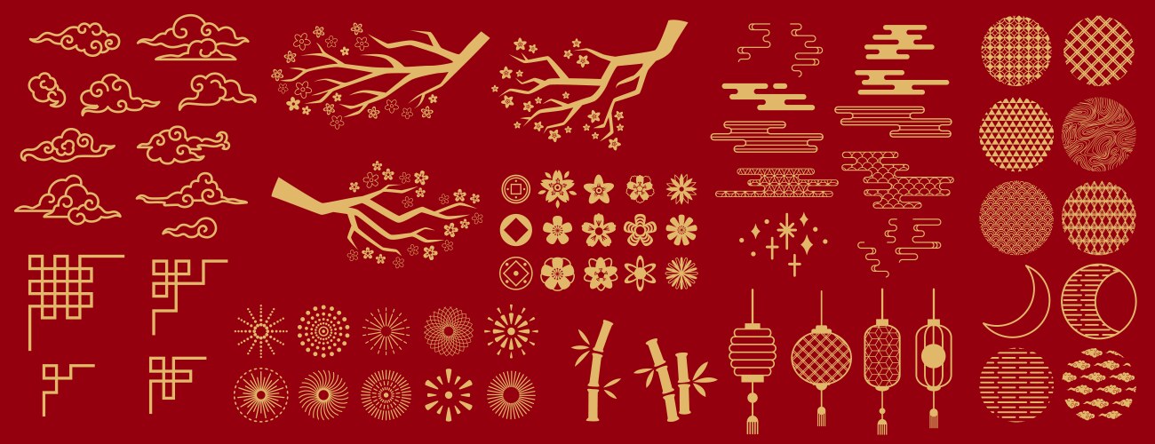 Asian ornament korean chinese japanese patterns Vector Image