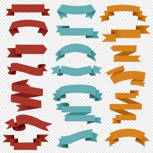 Colorful ribbon set transparent background Vector Image