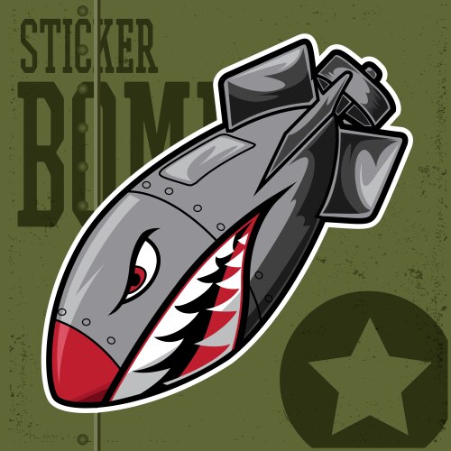 Flying Tiger Shark Bomb Sticker Royalty Free Vector Image