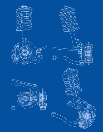 Car suspension drawings Royalty Free Vector Image